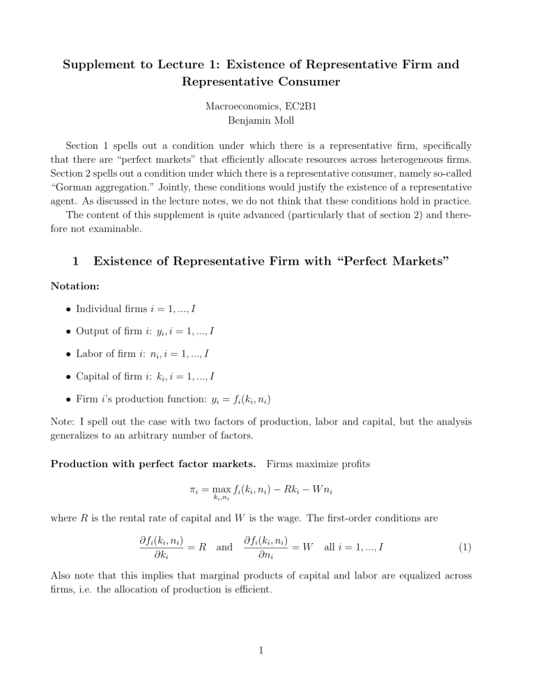 Representative Firm & Consumer Existence in Macroeconomics