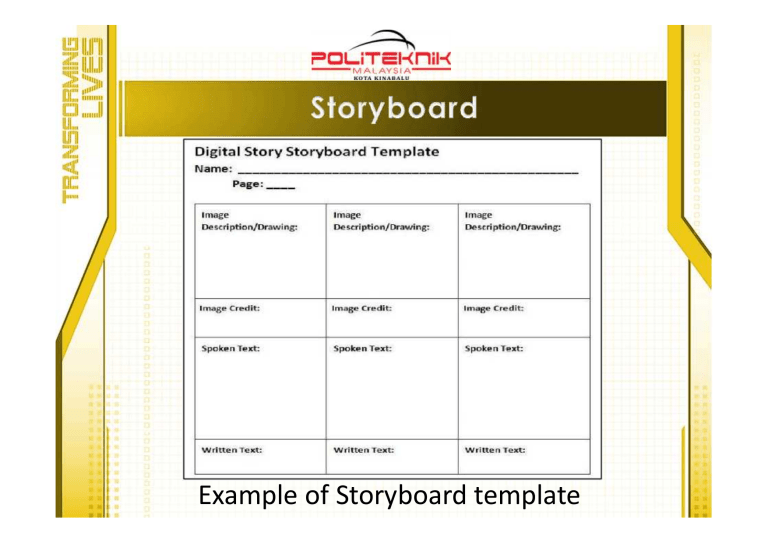 Storyboard Template: Digital Story Planning