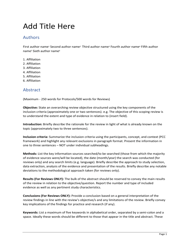 Scoping Review Protocol Template