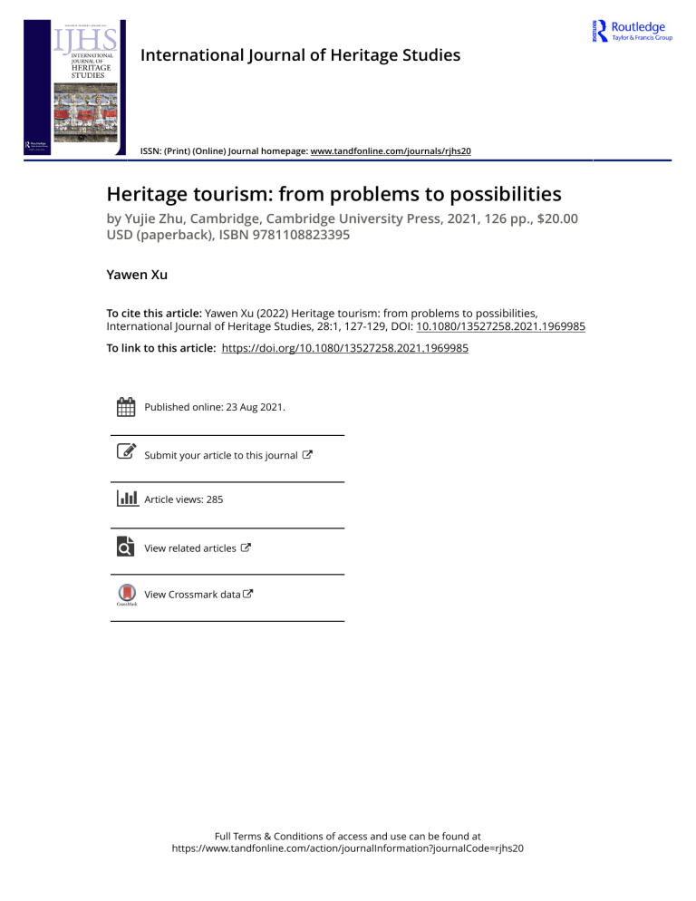 Heritage Tourism Book Review: Problems & Possibilities