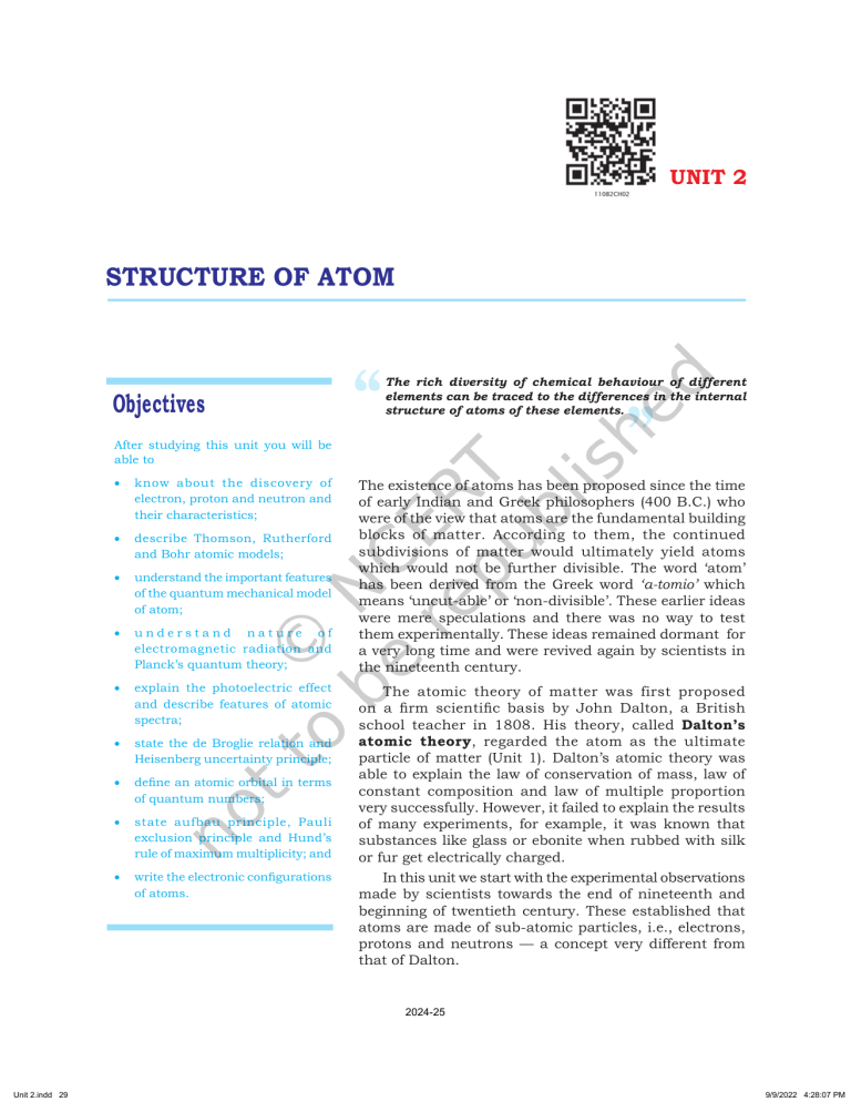 Structure of Atom: Subatomic Particles & Models