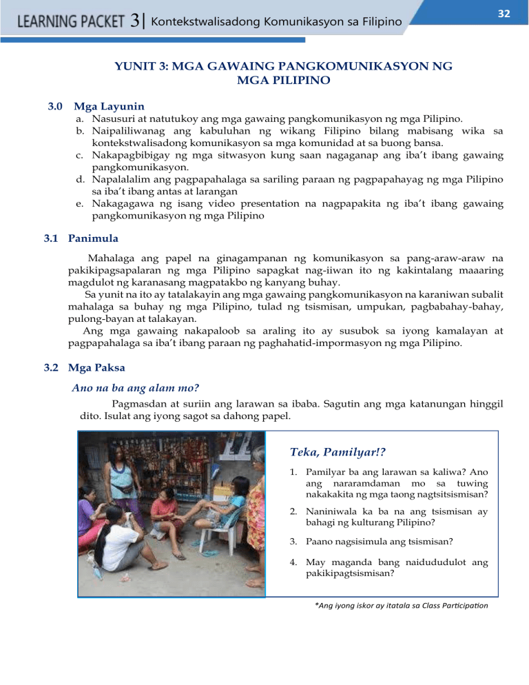 Filipino Communication Practices: Learning Packet
