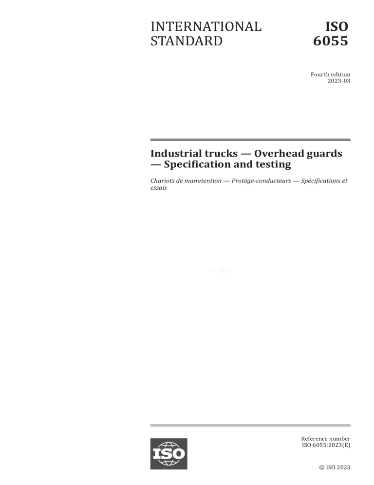 ISO 6055:2023 - Industrial Truck Overhead Guard Standard