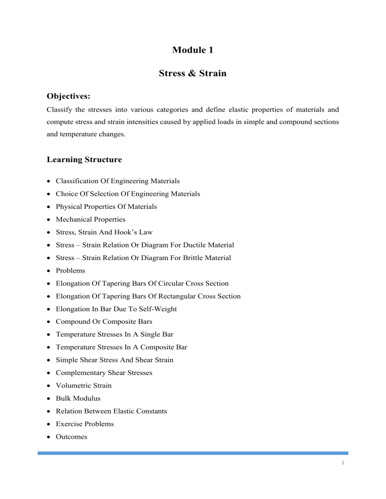 Mechanics of Materials: Stress & Strain Module