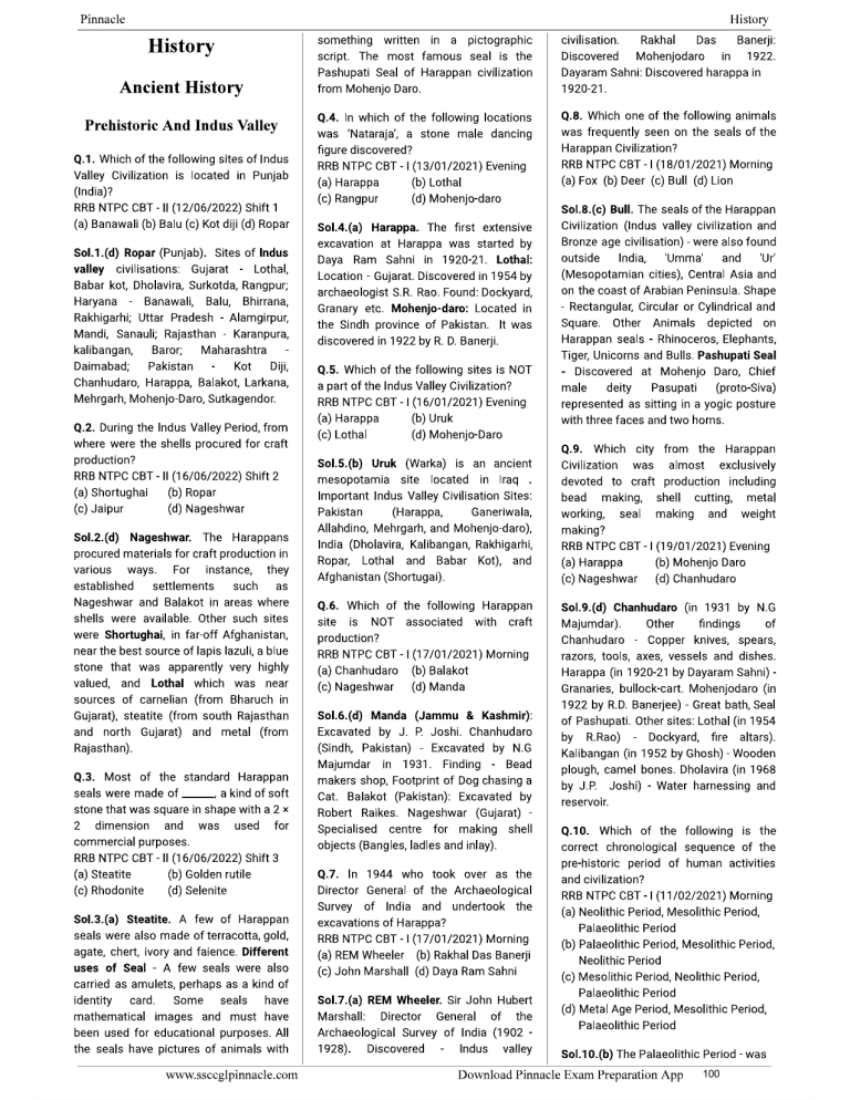 Ancient History: Indus Valley Civilization Exam Prep