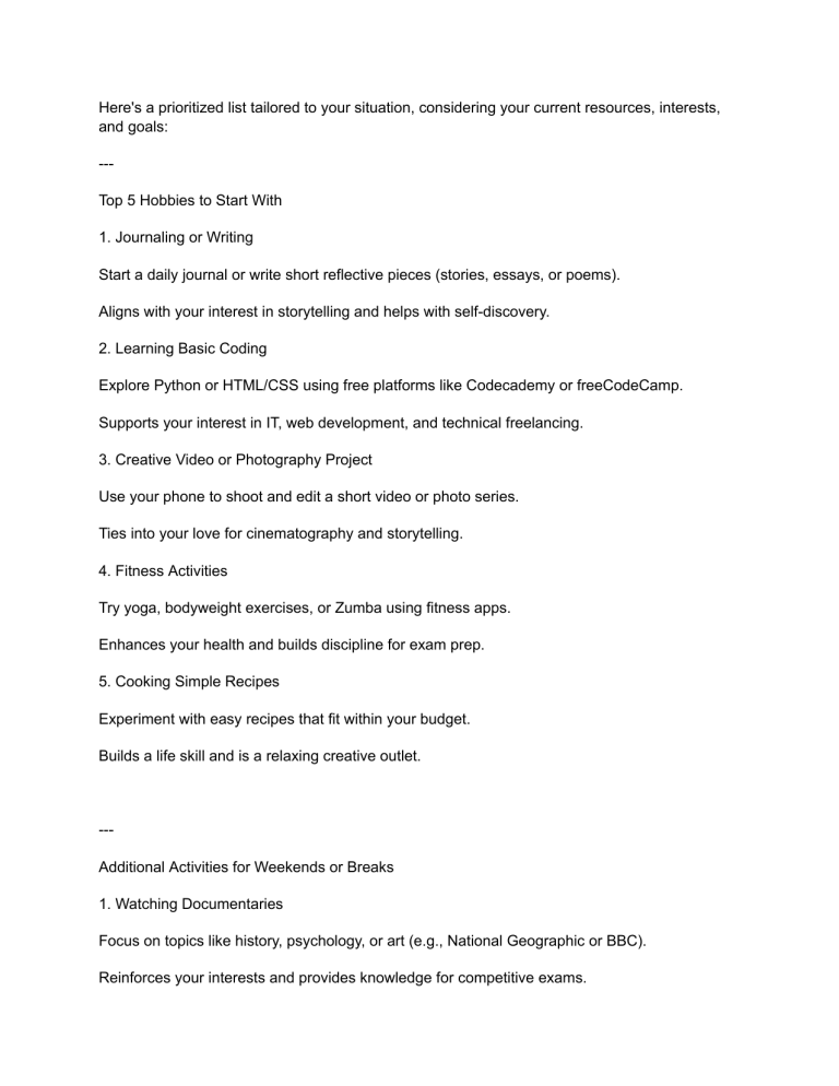 Hobbies & Activities List: Discover Your Interests & Skills