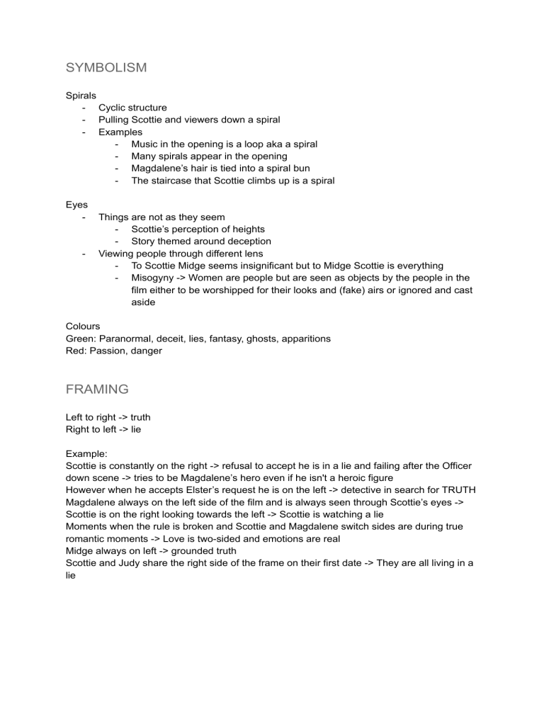 Vertigo Film Analysis Symbolism Framing Vertigo Film Analysis Symbolism Framing
