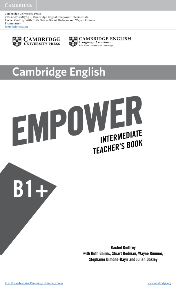Cambridge English Empower Intermediate B1+ Teacher's Book