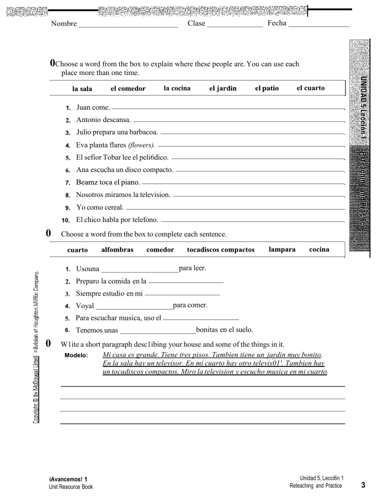 Spanish Grammar Worksheet: Ser/Estar, Ordinal Numbers