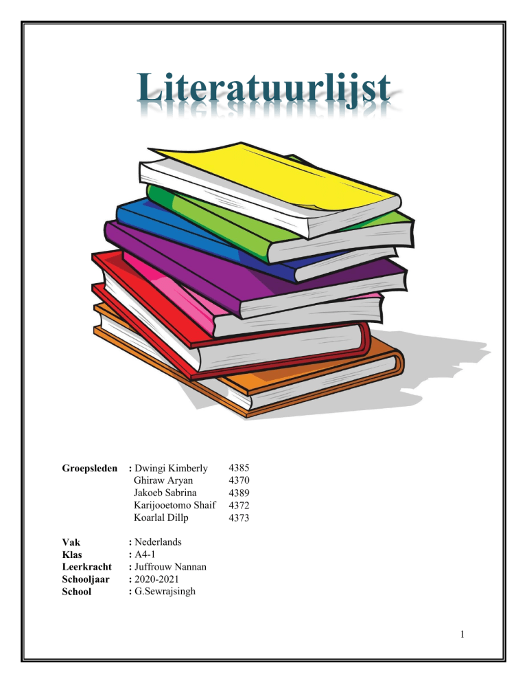 Literatuurlijst Nederlands A4-1 2020-2021