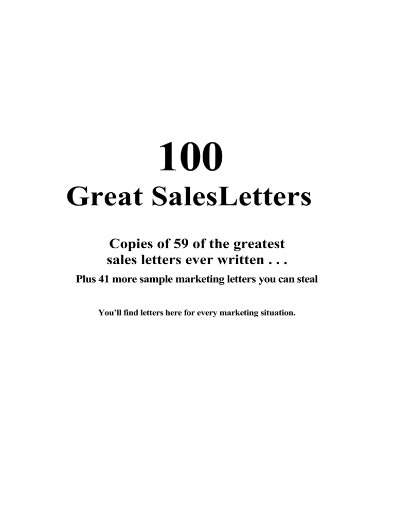 100 Great Sales Letters: Examples & Templates
