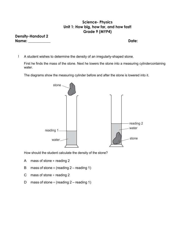 Density Practice Problems: Physics Grade 9