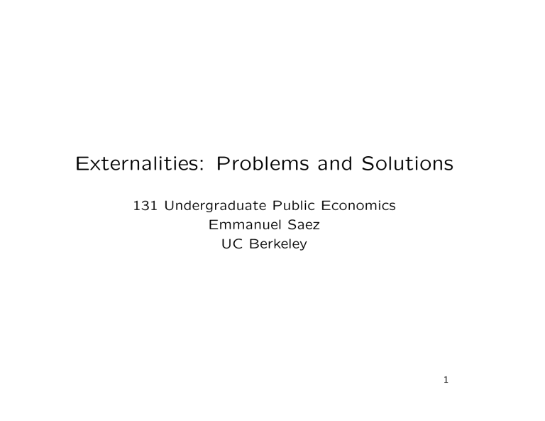 Externalities: Problems and Solutions | Public Economics Lecture Notes