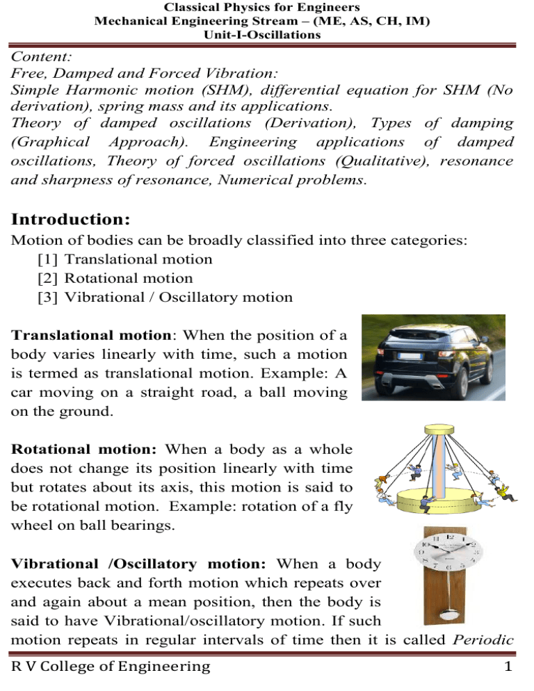 Classical Physics: Oscillations - SHM, Damping, Resonance