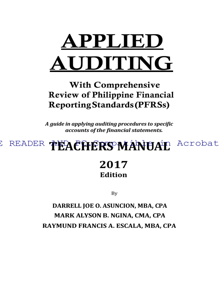 Applied Auditing Teacher's Manual (2017 Edition)