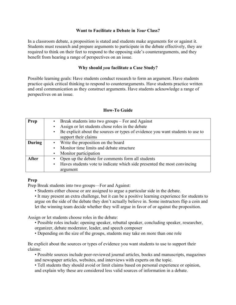 Classroom Debate Guide: Facilitation Tips & Strategies