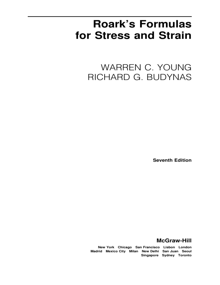 Roark's Formulas for Stress and Strain, 7th Edition