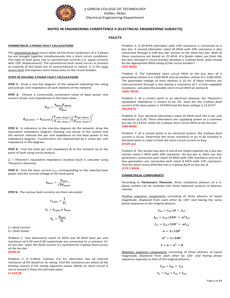 Electrical Engineering Fault Calculations & Symmetrical Components