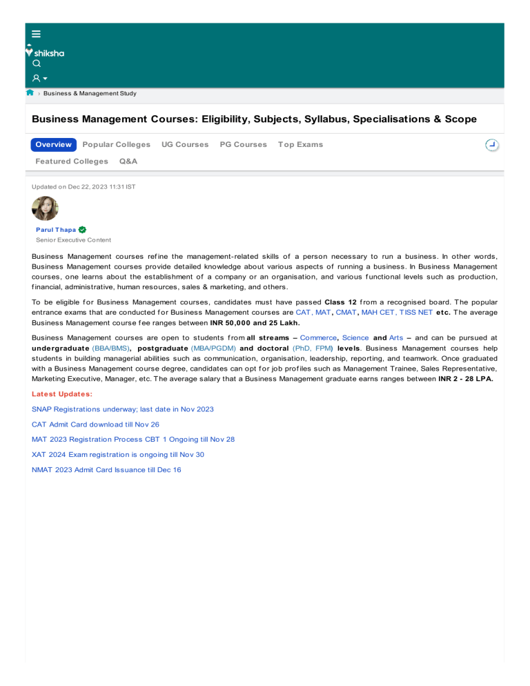 Business Management Courses: Eligibility, Syllabus & Scope