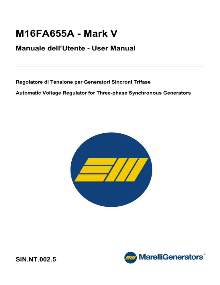 Manuale Utente Regolatore Tensione M16FA655A - Mark V