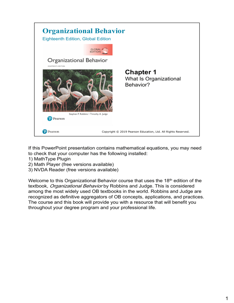 Organizational Behavior: Introduction to OB Concepts