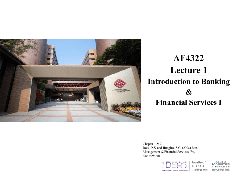 Banking & Financial Services: Introduction - Lecture 1