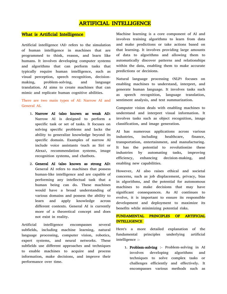 Artificial Intelligence: Definition, Types & Principles