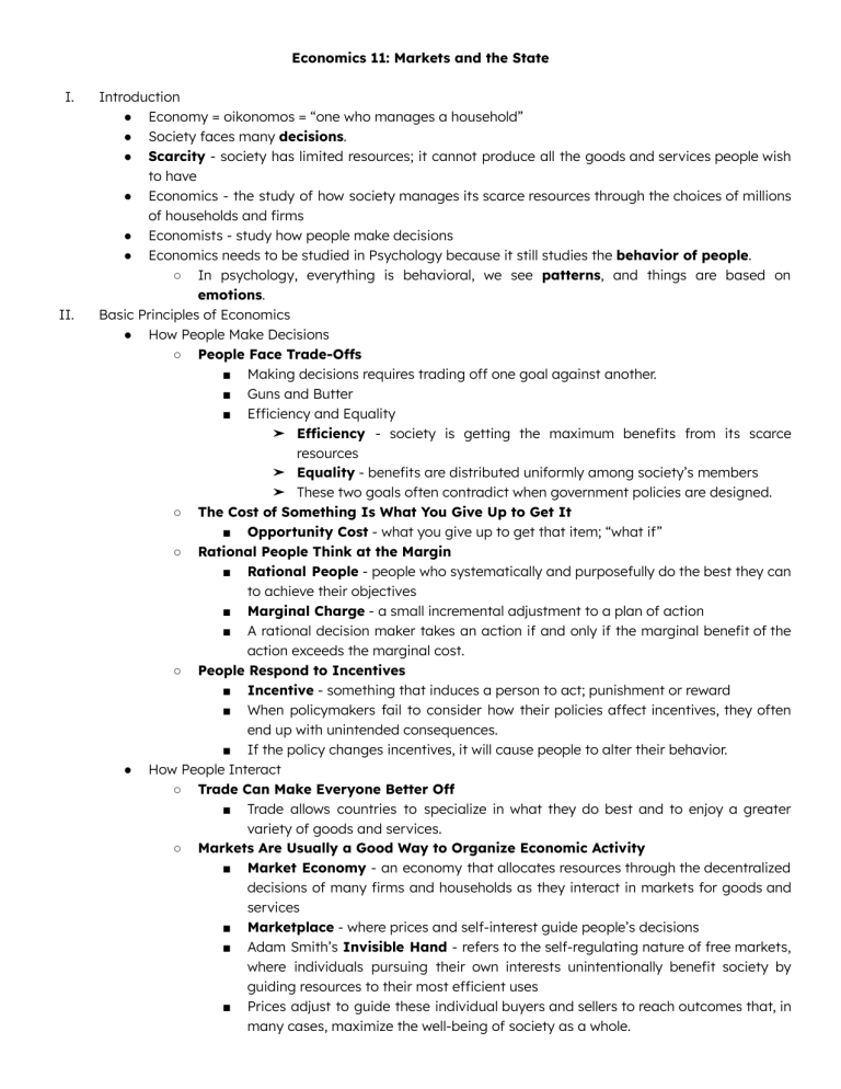 Economics: Markets, State, & Basic Principles