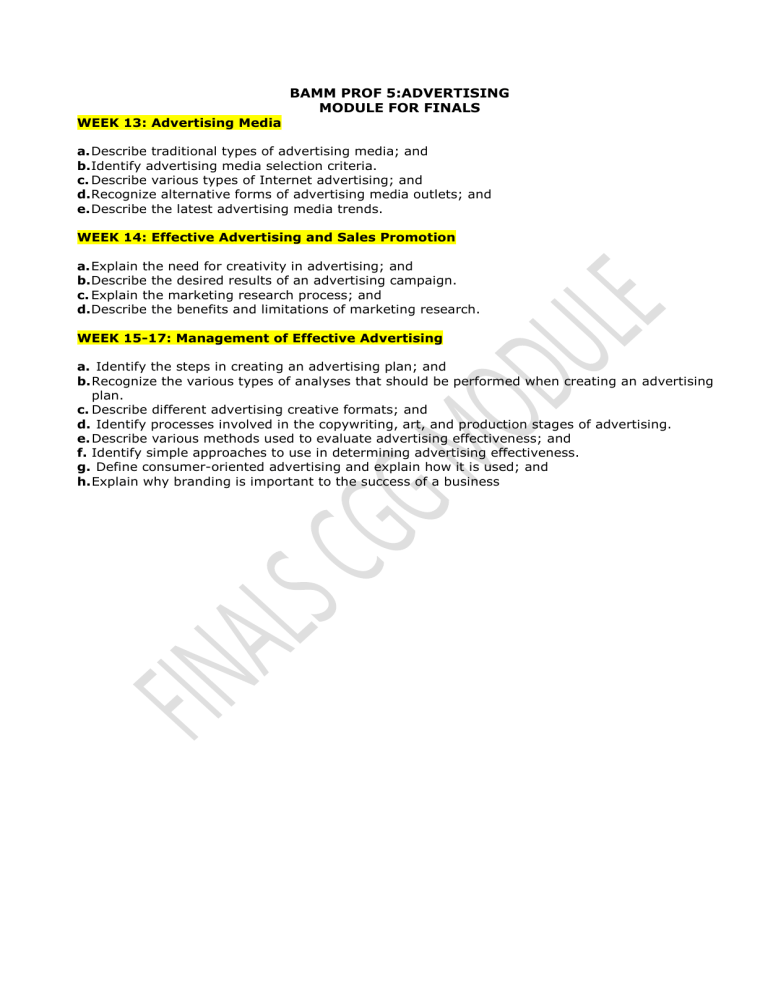 Advertising Media & Management Module