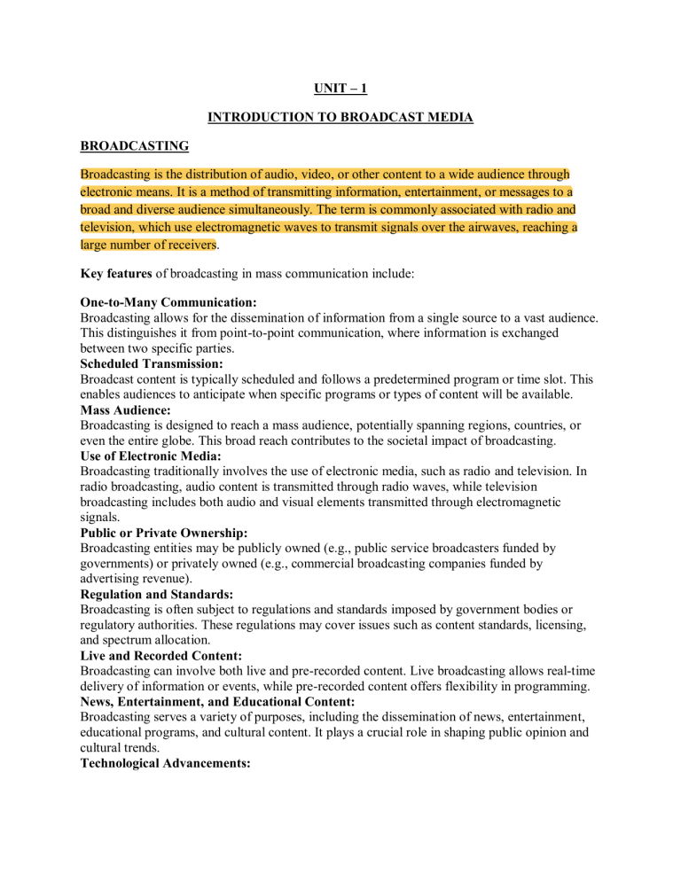 Introduction to Broadcast Media: Radio & TV Transmission
