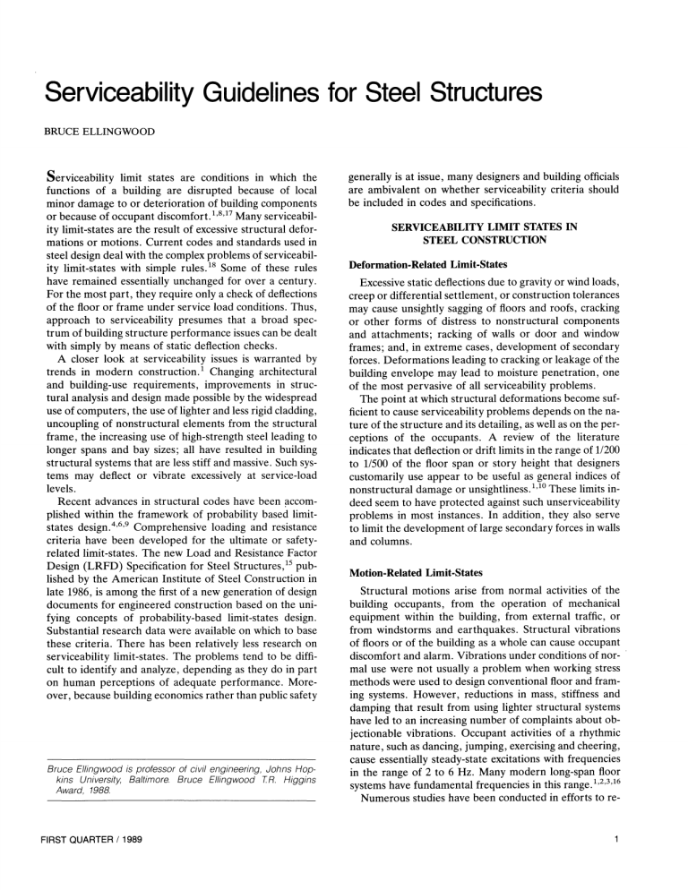 Steel Structure Serviceability Guidelines