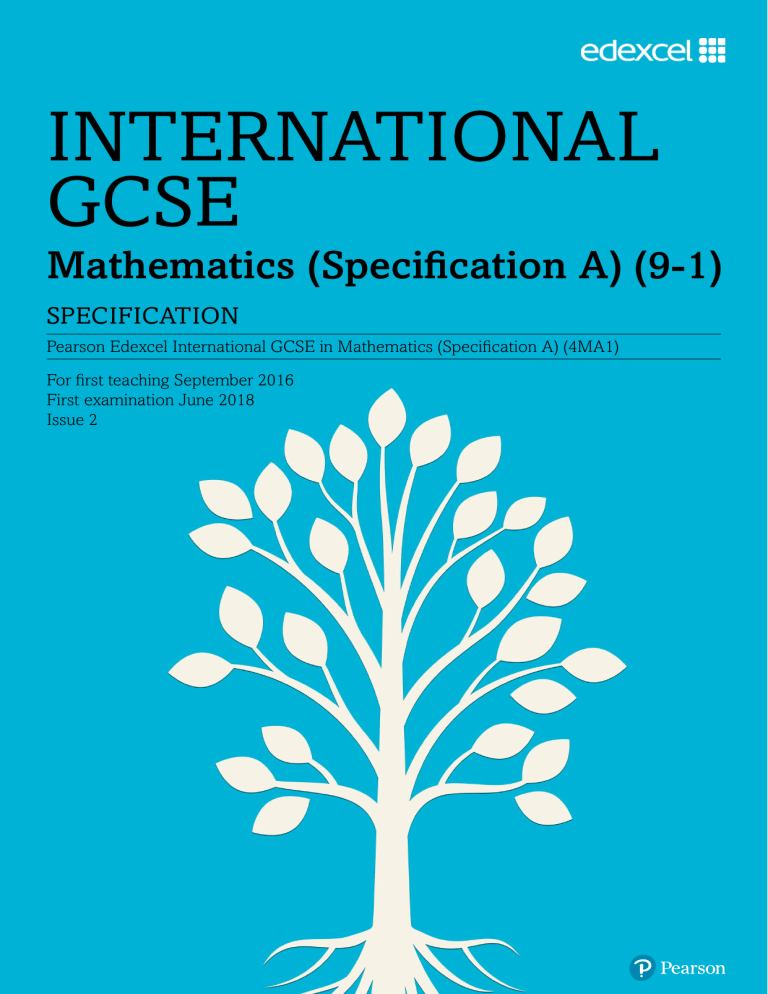 Edexcel Int'l GCSE Maths A (9-1) Specification