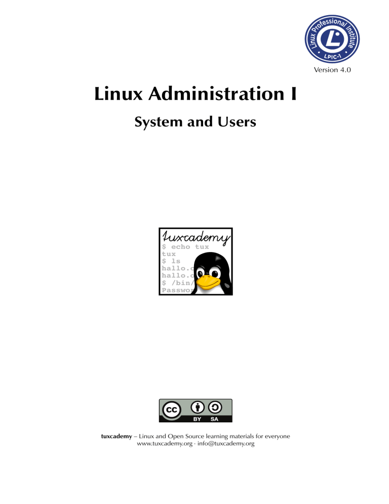 Linux Administration I: System and Users Training Manual