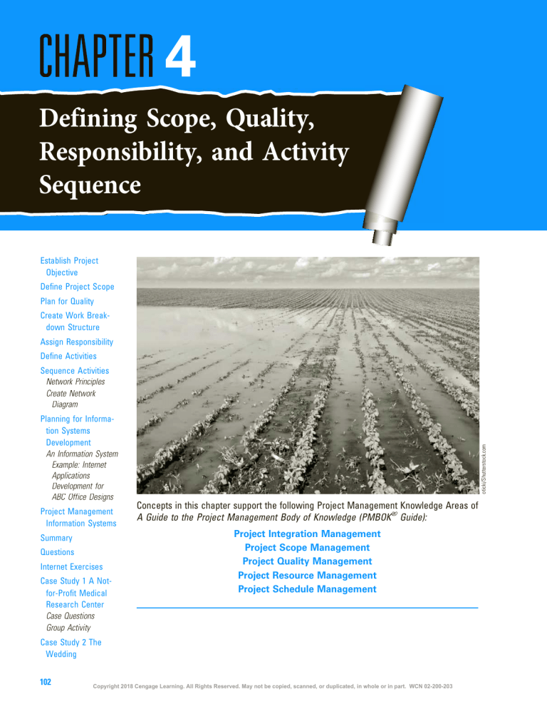 Project Management: Scope, Quality, and Activity Sequence