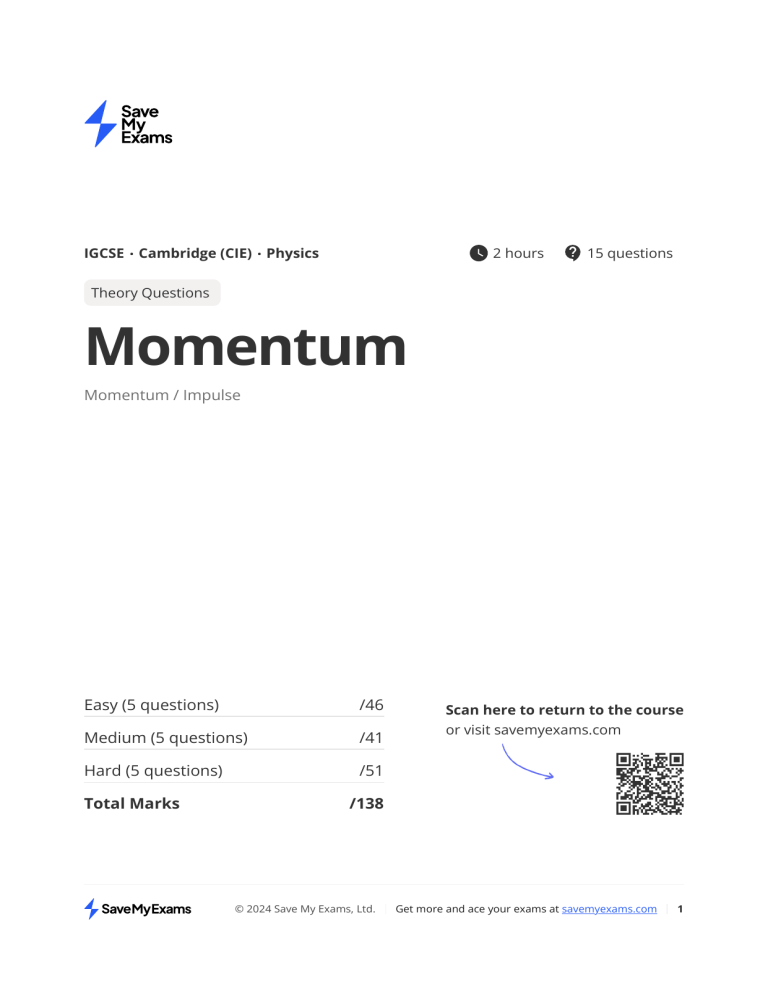 IGCSE Physics Momentum Exam Questions