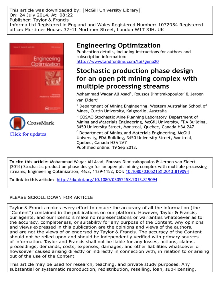 Stochastic Production Phase Design in Open Pit Mining