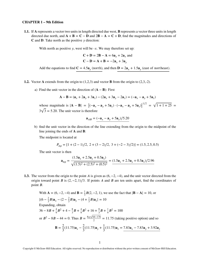 Vector Algebra Solutions: College Physics Exercises