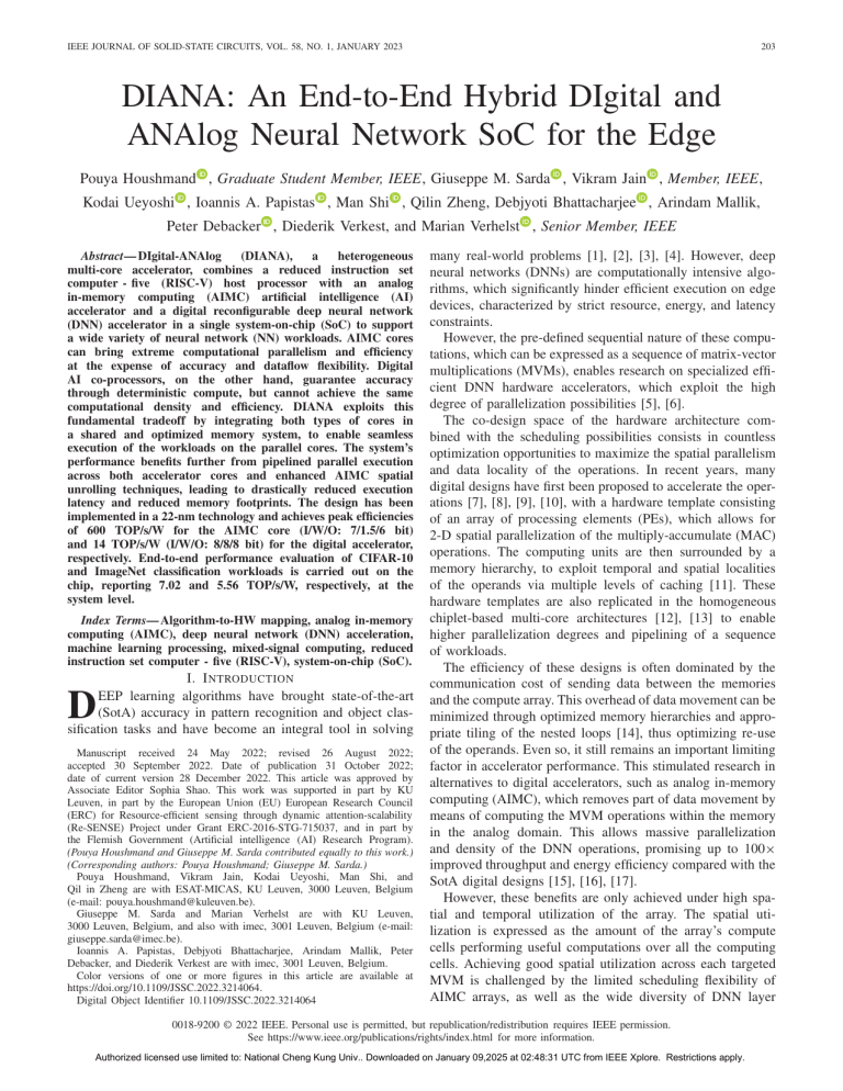 DIANA: Hybrid Digital-Analog Neural Network SoC