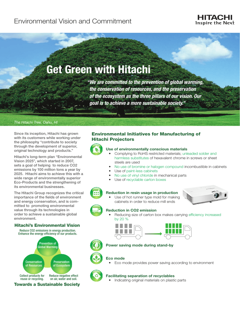 Hitachi Environmental Vision & Projector Sustainability
