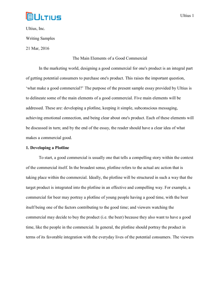 Elements of a Good Commercial: Marketing Essay