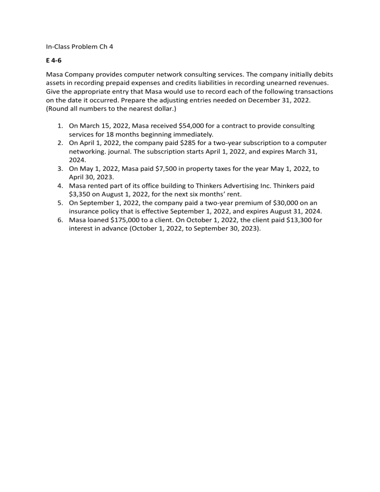 Accounting Problems: Adjusting & Correcting Entries