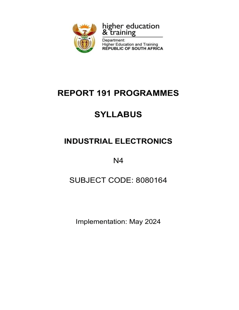 Industrial Electronics N4 Syllabus