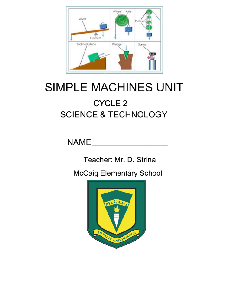 Simple Machines Worksheet: Elementary Science