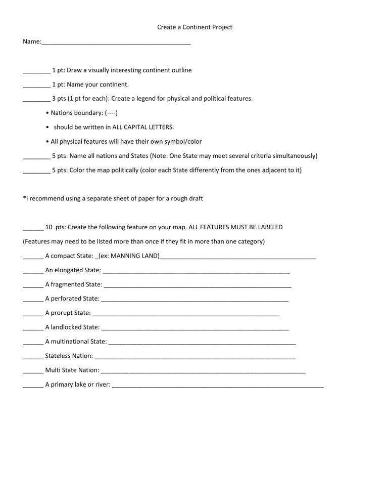 Continent Project: Geography Assignment
