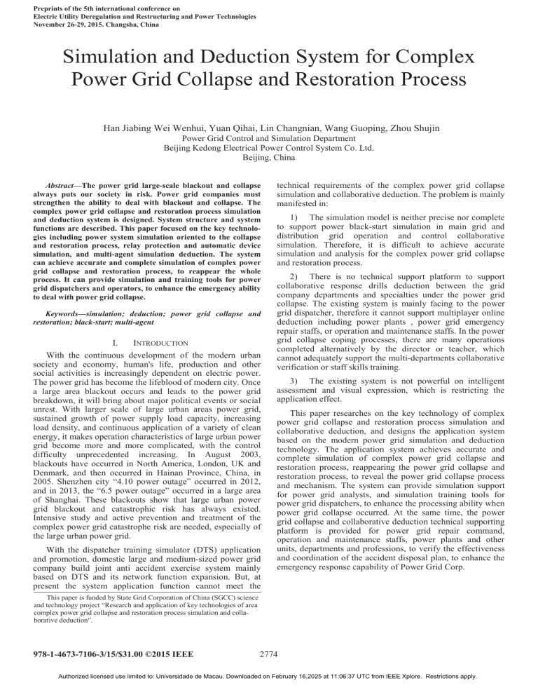 Power Grid Collapse Simulation & Restoration System