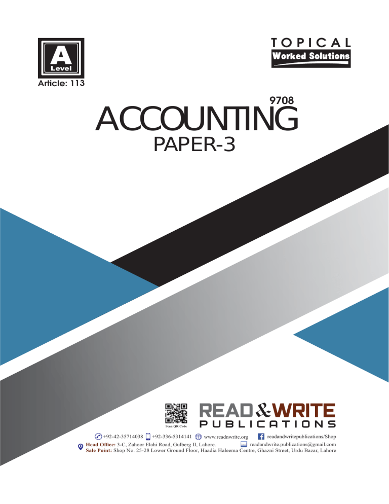 A-Level Accounting Paper 3 Topical & Yearly Solutions