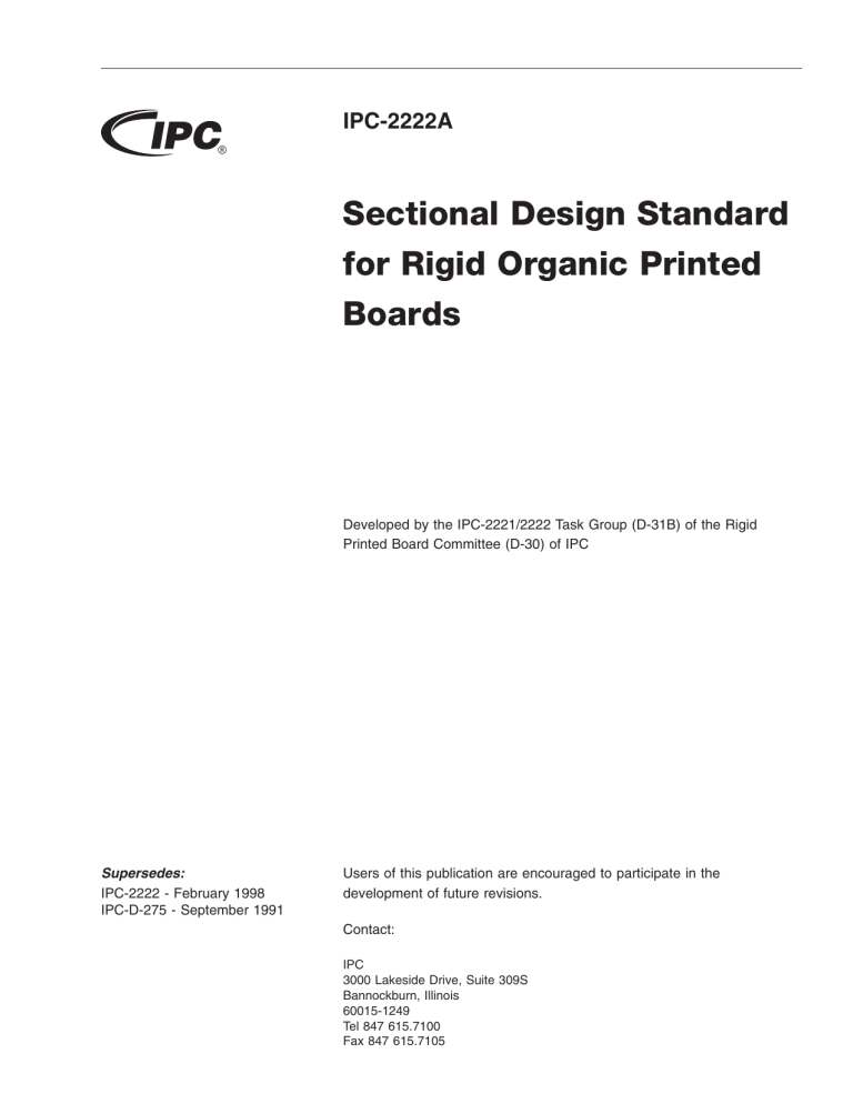 IPC-2222A: Rigid Organic Printed Board Design Standard