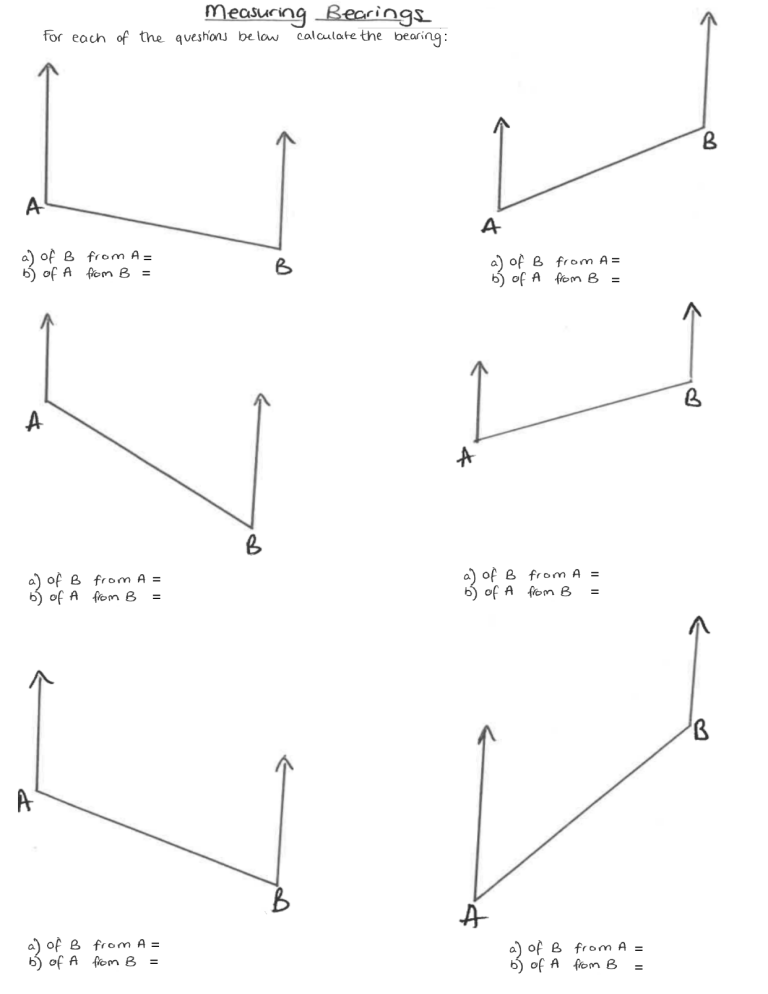 Measuring Bearings Worksheet