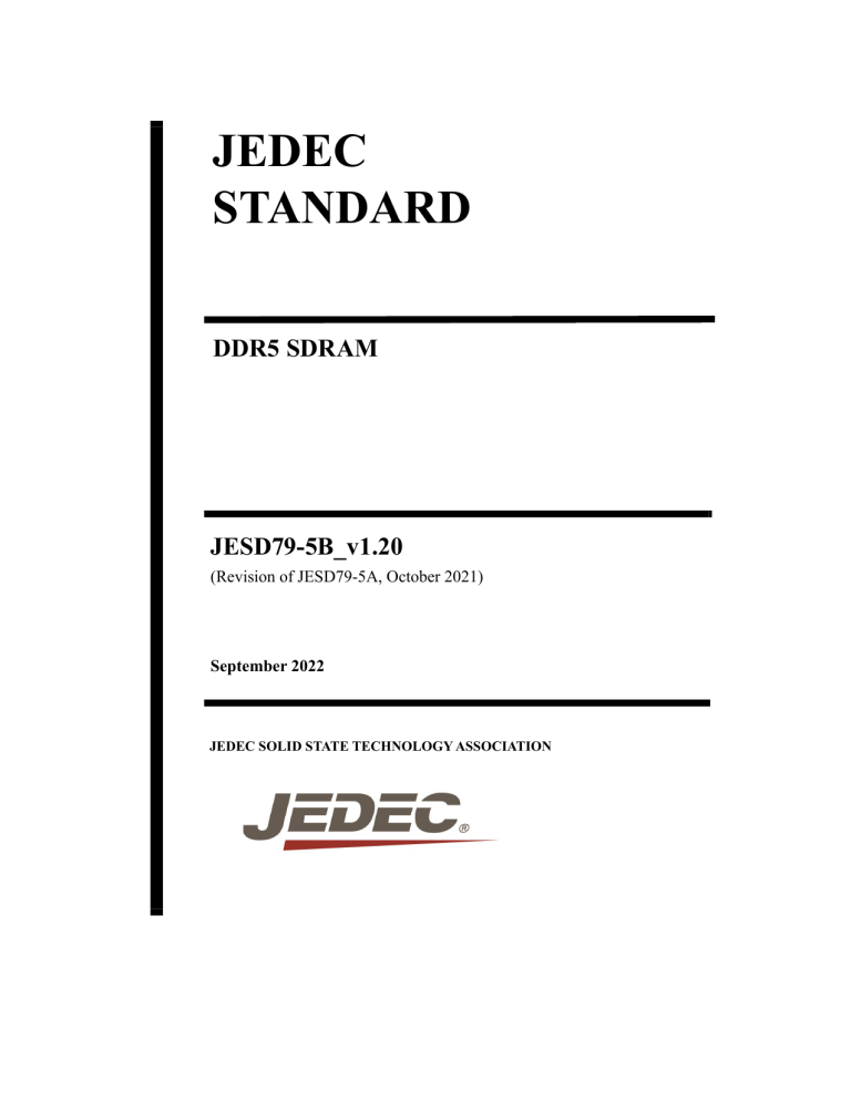 DDR5 SDRAM Standard JESD79-5B: Specifications & Configuration