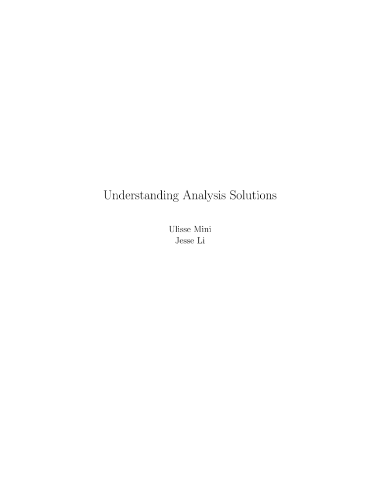 Understanding Analysis Solutions Manual Understanding Analysis Solutions Manual